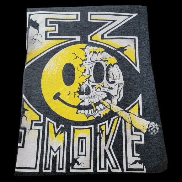 Gildan | Shirts | Mens Ez Smoke Graphics Smiley Face Skull Faceshirt ...